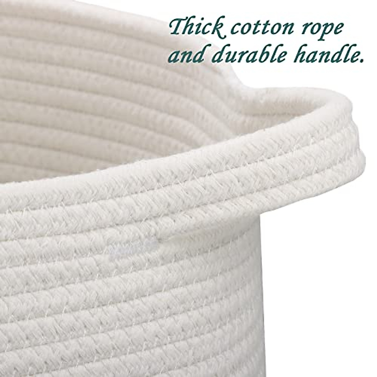 NIACONN XXLarge Laundry Basket 20" X 20" X 13.8" Round Woven Baby Laundry Hamper with Handle Cotton Rope Storage Baskets for Clothes Blanket & Toy Storage(White)