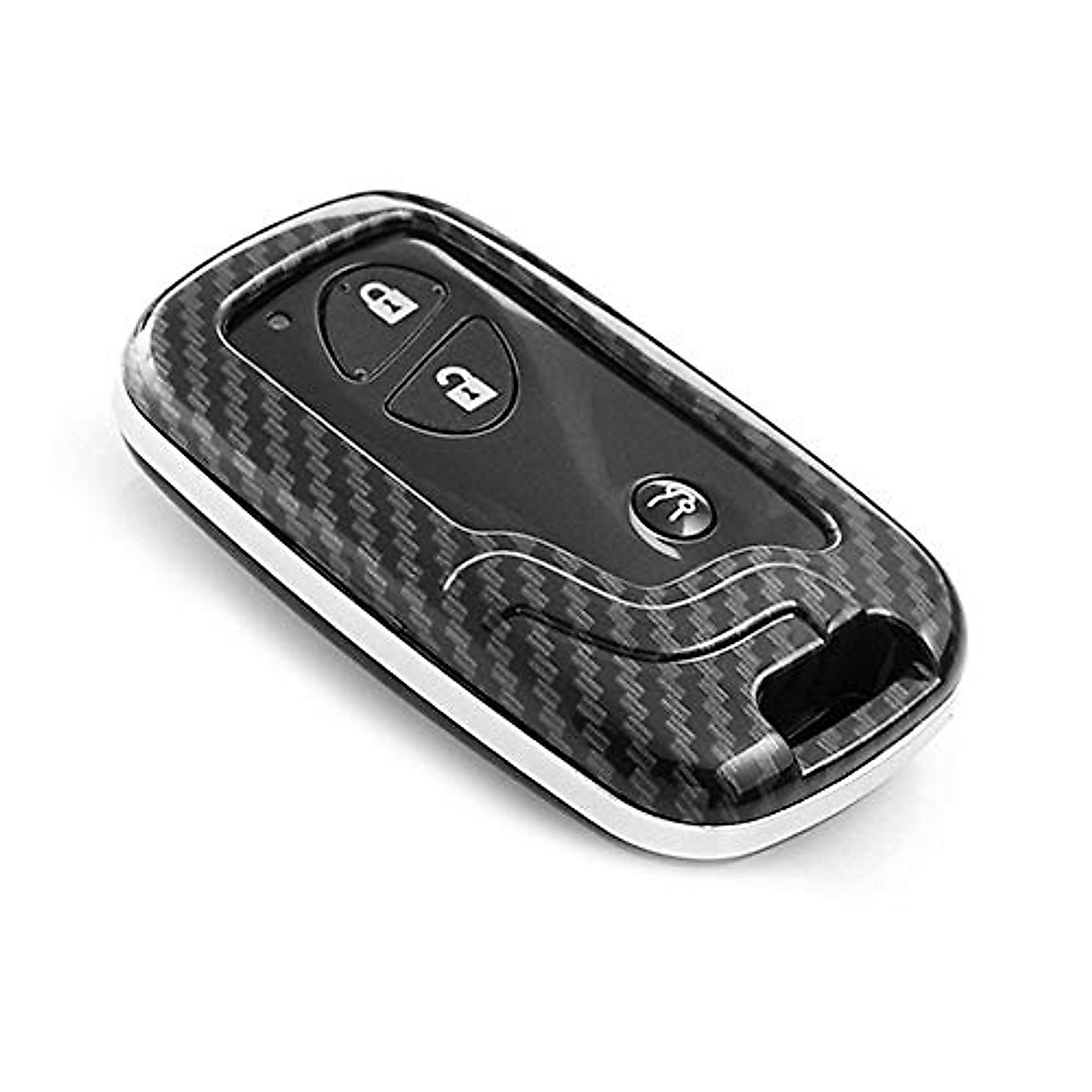 iJDMTOY Exact Fit Black Glossy Carbon Fiber Finish Key Fob Shell Compatible With Lexus IS ES GS LS CT LX GX RX, etc 1st Gen Smart Keyless Fob