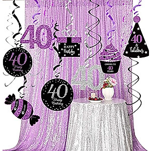 40th Birthday Decorations Women Purple Black Silver for Women Qian’s Party Purple Silver Black Foil Hanging Swirls Decorations 40th Birthday Party Hanging Decor – Women 40th Birthday Party Decorations