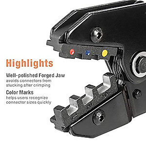 iCrimp Ratcheting Crimping Tools, Heat Shrink Connectors Crimper, AWG22-10 Wire Terminals Crimper Tool for Insulated Nylon Connectors and Electrical Wire Connectors