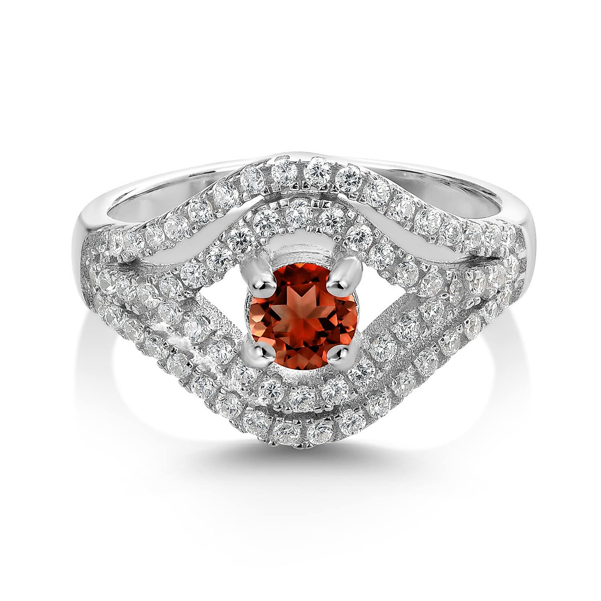 Gem Stone King 925 Sterling Silver Round 4.5MM Gemstone Birthstone Ring | Wedding Engagement Anniversary Promise Ring For Women | Available in size 5, 6, 7, 8, 9