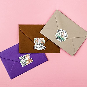 Cute Thank You for Celebrating with Us Jungle Safari Baby Shower Thank You Stickers Labels,Wild Animals Party Stickers for Wild Animals Theme Baby Shower Birthday Party Favor Label Decorations