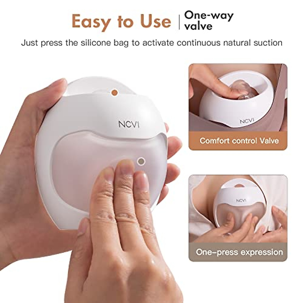 NCVI Manual Wearable Breast Pump | Breastmilk Collector, Hands-Free & Portable, Natural Expression, Breast Feeding Essentials | Astronaut Series, 1pc