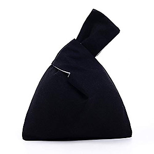 YINGKOR Cotton Canvas Plain Color Japanese Bag Wrist Wristlet Handbag Sleeve Knot Pouch Portable Purse Tote Gift Bag Pack (Collette)