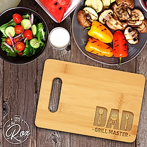 On The Rox Gifts for Dad - Dad Grill Master Cutting Board (9”x6”) - Personalized Dad Gifts for Men - Engraved Bamboo Board for Grill Fathers, Papa, Stepdad - Best Dad Ever Birthday, Fathers' Day Gift