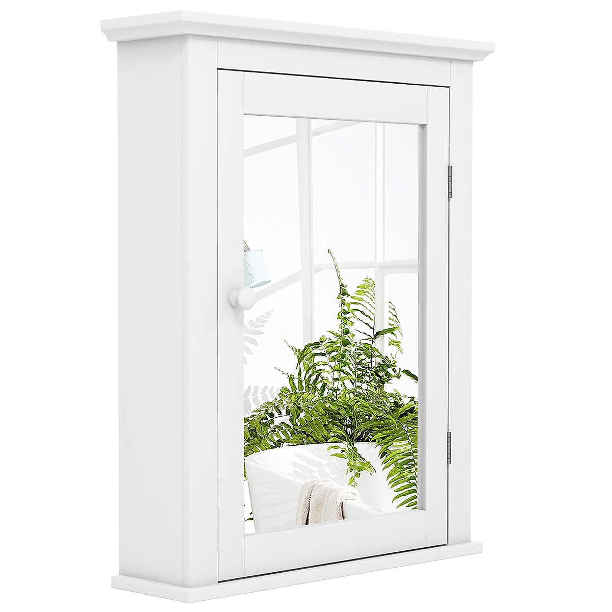 Safeplus White Medicine Cabinet with Mirror, Wall Mounted Adjustable Storage for Bathroom, Living Room, Bedroom, Entryway and Kitchen