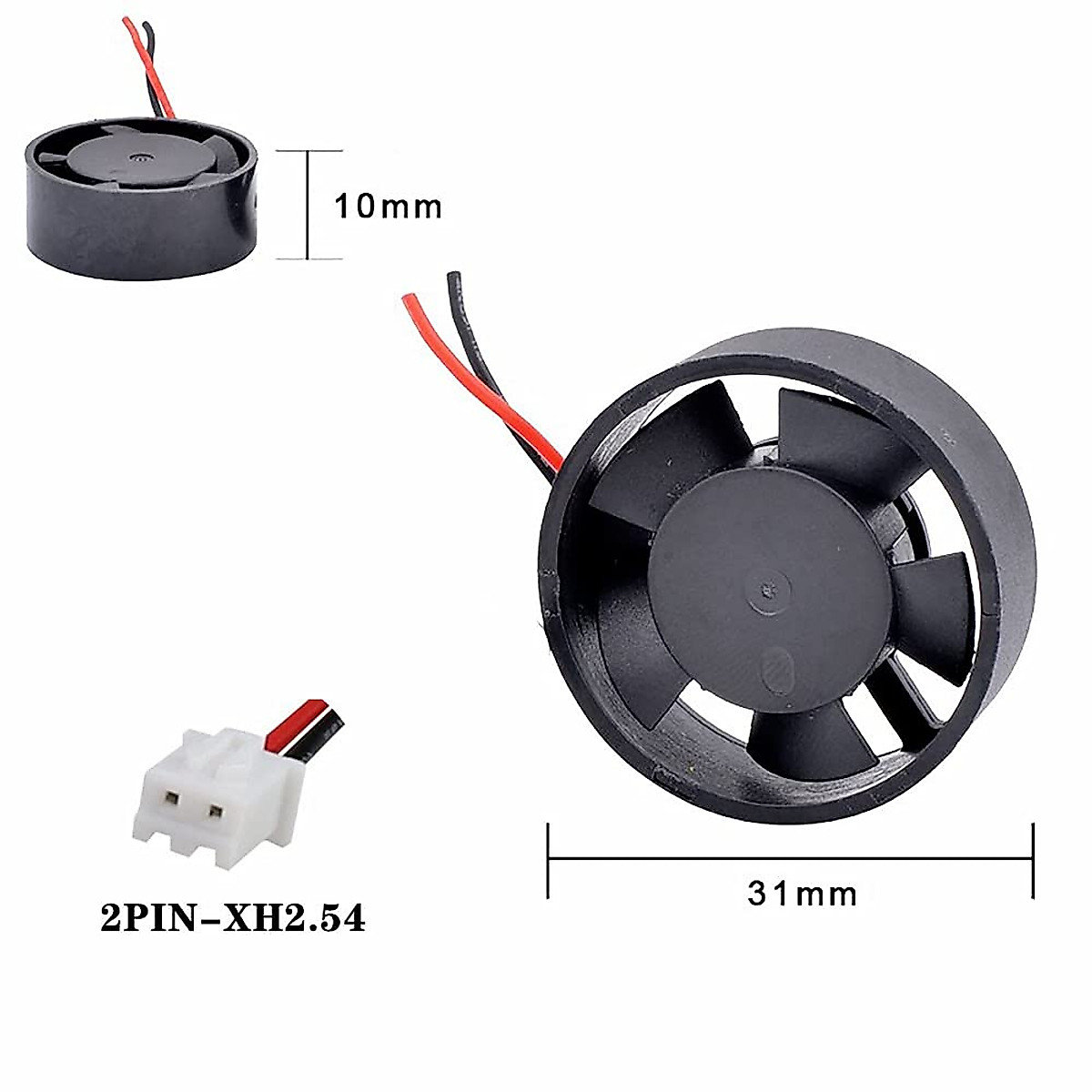 WINSINN 30mm Round Fan Circle 12V, Micro 12 Volt Ring Fans Loop 3010 Hydraulic Bearing, Brushless Cooling 31.5x10mm 2PIN (Pack of 5Pcs)
