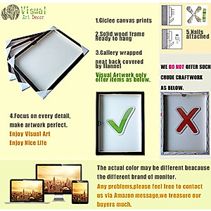 Visual Art Decor Large 5 Pieces Canvas Prints Yellow Tree in Black and White Sunshine Foggy Forest Picture Artwork Framed and Stretched Ready to Hang Modern Home Room Decoration L-60 XH-32(04 Forest)