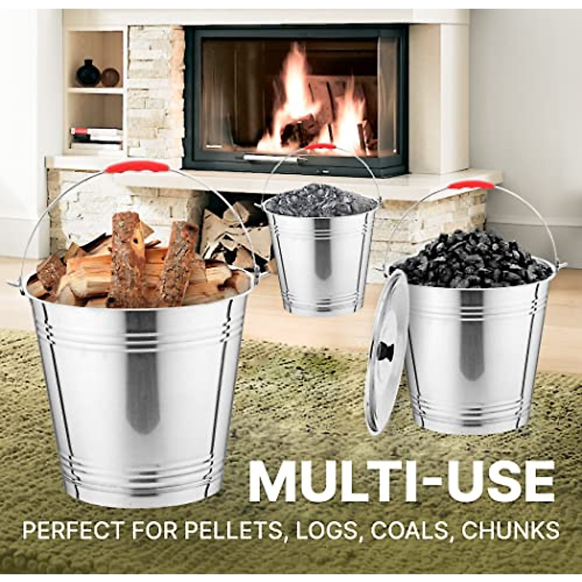 Skywin Metal Can with Lid - Durable 4 Gallon Metal Bucket With Lid for Heavy Loads - Environment-friendly Metal Trash Can With Lid Outdoor, Safe Alternative to Plastic (3)