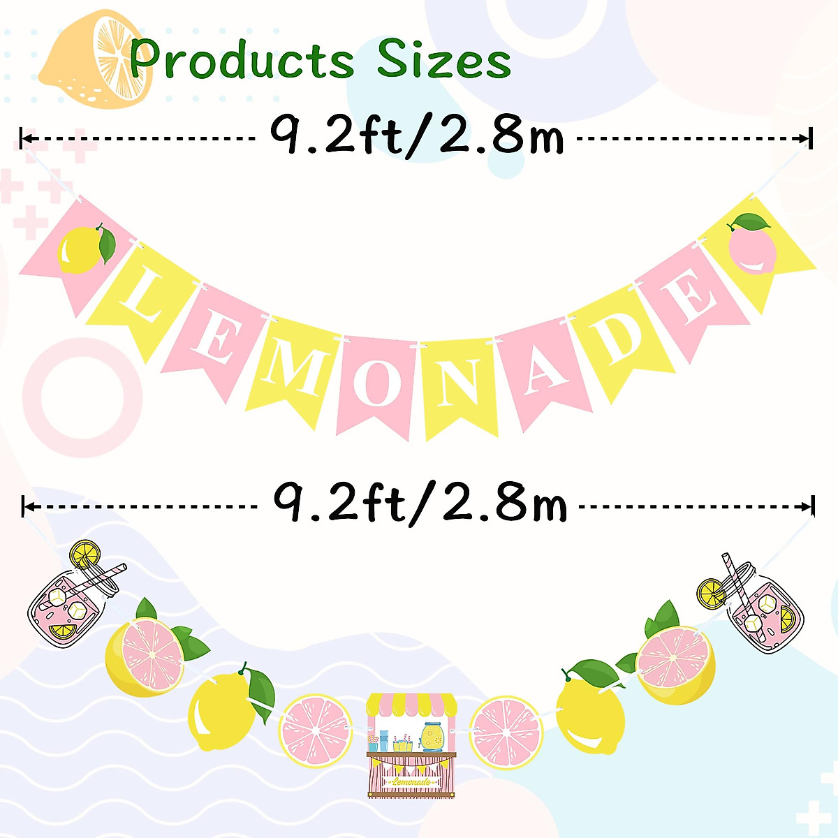 VILIFEVER Pink Yellow Lemonade Banner for Lemonade Stand Decorations, Lemon Sign Garland Summer Party Decor Lemonade Themed Bridal Shower Birthday Party Supplies Favor