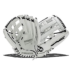 Worth | Freedom Series Slowpitch Softball Glove | 15 Inch | White/Black | Right Hand Throw