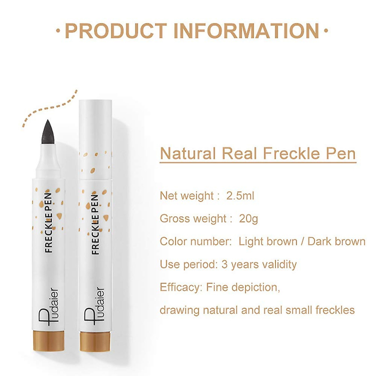 Natural Freckle Pen - 2Pcs for Different Color, Light Brown & Dark Brown, Long Lasting Waterproof Neutral Lightweight Freckle Makeup Tool