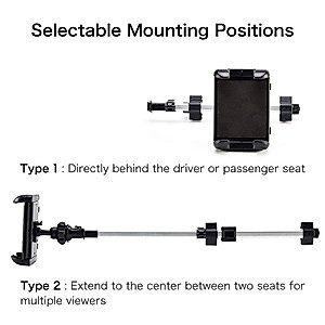 iKross Universal Car Tablet Mount Holder Headrest Backseat Extendable Mount Compatible with Apple iPad, iPhone, Tablet, Smartphone, Nintendo Switch with Dual Adjustable Positions