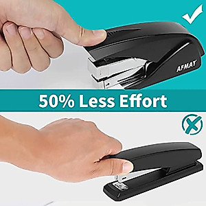 Stapler for Desk, 50 Sheet Effortless Stapler, Desktop Stapler Staple with One Finger, Portable Handheld Ergonomic Stapler Heavy Duty, Built-in Staple Remover, Space Save Size, Good for Home & Office