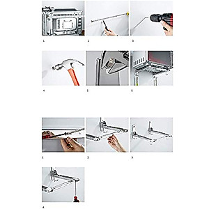 JF-XUAN Kitchen Shelf Kitchen Counter Holder 304 Stainless Steel Microwave Oven Wall Mount Bracket Retractable Microwave Wall Stand Shelf Rack Kitchen Storage (Color : Silver, Size : 57X40X20CM)