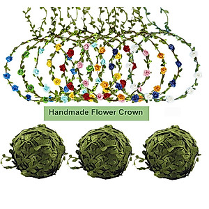 2PCS 20M Olive Green Leaves Leaf Trim Ribbon Artificial Vines Foliage Rattan for DIY Craft Home Wall Garden Party Wedding Decoration HBFZSY-20