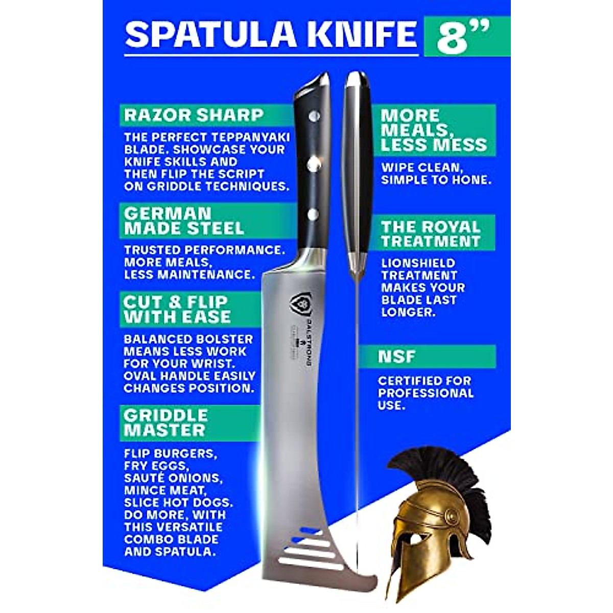 Dalstrong Spatula Knife Hybrid Utensil - 8 inch - Gladiator Series Elite - High Carbon German Steel Kitchen Knife - G10 Handle - Multi-Purpose - BBQ, Chop, Slice, Grill, Flip - Sheath - NSF Certified