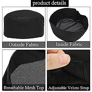 4 Pack Unisex Chef Hats Adjustable Kitchen Cooking Caps with Breathable Mesh Top Black