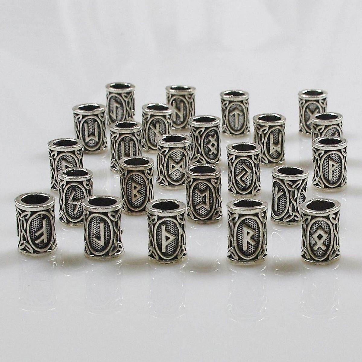 24 PCS Viking Hair Beads Beard Hair Beard Beads 6 PCS Pull Hair Pin Quick Beader 100 PCS Black Rubber Bands and a Bag
