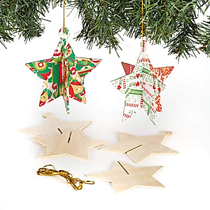 Baker Ross EF927 3D Wooden Christmas Tree - Pack of 6, Decoration Kits, Christmas Arts and Crafts for Kids to Decorate and Personalize