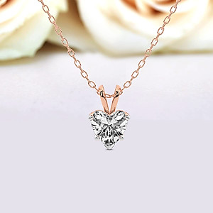 FRIENDLY DIAMONDS Diamond Pendant Necklace For Women | 1 Carat IGI Certified Heart Shape Lab Grown Diamond | Quartze Split Bail Solitaire Lab Diamond Pendant In 14K Rose Gold | FG-VS1-VS2 Quality