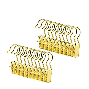 Amber Home 24 Pack Gold Boot Clips for Closet, Boot Hangers with Hooks, Boot Holder, Laundry Hooks, Clothes Pins, Portable Home Travel Hangers for Hat, Towels, Bras, Socks(Gold, 24 PCS)