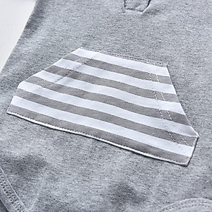 Velopvice Infant Baby Boys Clothes Long Sleeve Striped Hoodie Pants Outfit Set (0-3 Months, Grey)