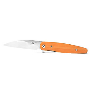 DROP + Brad Zinker Dogtooth Liner Lock Folding Pocket Knife, Orange g10 / Satin