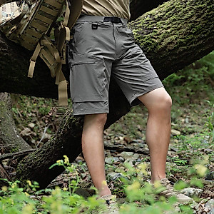 FREE SOLDIER Men's Lightweight Breathable Quick Dry Tactical Shorts Hiking Cargo Shorts Nylon Spandex(Gray 38Wx12L)