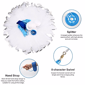 ReeMoo Cast Net, 3/8 Inch Mesh Size Throw Cast Net 6Ft Radius with Real Metal Sinker, Saltwater Freshwater Casting Net for Bait Trap Fish, Premium Monofilament Nylon Net