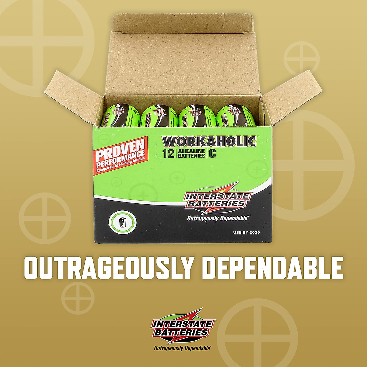 Interstate Batteries C Cell Alkaline Battery (12 Pack) All-Purpose 1.5V High Performance Batteries - Workaholic (DRY0080)