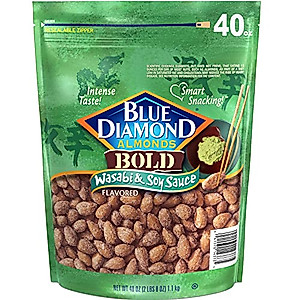 Blue Diamond Almonds Wasabi & Soy Sauce Flavored Snack Nuts, 40 Oz Resealable Bag (Pack of 1)