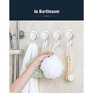 LUXEAR Suction Cup Hook Towel Hooks Shower Hooks Removable Kitchen Suction Hooks Vacuum Wall Holder for Home Bathroom Holder for Loofah Sponge Towel Key Coat Bag - 2 Pack