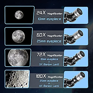 Telescope for Adults & Kids, 70mm Aperture 400mm Refractor Telescope (24X-180X) for Astronomy Beginners, Portable Telescope with Adjustable Tripod Phone Adapter & Wireless Remote, Gifts for Kids