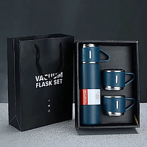 500Ml Hot And Cold Double Wall Stainless Steel Insulated Sport Vacuum Flask Tea Gift Box Set With Two Cups (Pink)