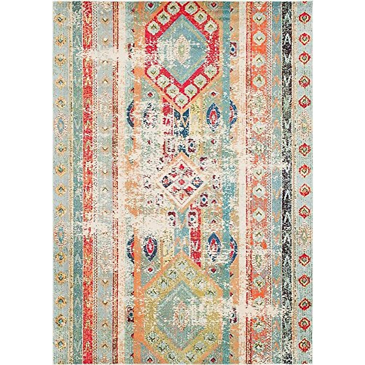Unique Loom Sedona Collection Distressed, Southwester, Over-Dyed, Vintage Area Rug, 9' 0" x 12' 0", Blue/Beige
