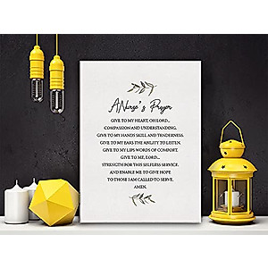 Nurse Gifts for Women Men Frame, A Nurse's Prayer Poster Canvas Wall Art Painting Ready to Hang for Home/Office/Living Room Decor - Nurse Graduation Gifts Healthcare Gift - Easel & Hanging Hook 11.5x15 Inch
