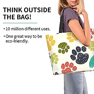 Cute Colorful Dog Paw Printed Women'S Fashion Large Waterproof Tote Shoulder Bag For All Kinds Of Everyday Uses