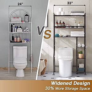 Lauren&Harold Over Toilet Bathroom Organizer 33",6-Tier Over The Toilet Storage Cabinet,Over The Toilet Storage Shelf for Restroom,Laundry(Black)