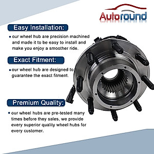 Autoround 515130 4WD SRW Front Wheel Hub and Bearing Assembly Compatible with Ford F-250 F-350 Super Duty 2011 2012 2013 2014 2015 2016 8 Lug w/ABS