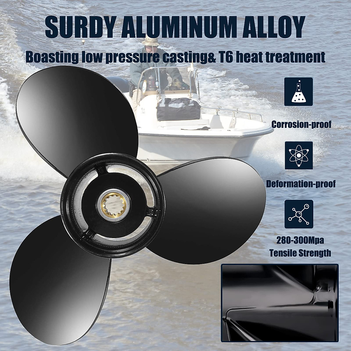 JSPROP Boat Propeller fit Johnson Evinrude OMC Stern Drive 40-140 HP Engines 13 Spline Tooth Outboard Prop RH OEM Propeller for 50 60 65 70 75 85 88 90 100 110 112 115 120 125 135 HP (14X11)