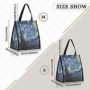 ALAZA Van Gogh Starry Night Insulated Lunch Bag for Women Men Adult Lightweight Reusable Lunch Tote Cooler Bag for School Office Travel Work Picnic M