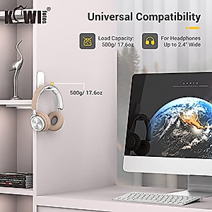 KIWIFOTOS 2 PackA dhesive Desk Headphone Hanger, PC Gaming Headset Holder Stand, Adhesive Holder Mount for Wall, Foldable Headphones Hook Mount Under Desk - White,Two Pack