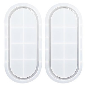Large Oval Tray Molds for Concrete Oval Silicone Molds for Resin Dish Bathroom Vanity Tray DIY Crafts, 9.5x4x0.78 Inch, 2 Pack