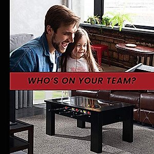Hanover Foosball Coffee Table with Telescopic Rods and Counterbalanced Players, Black