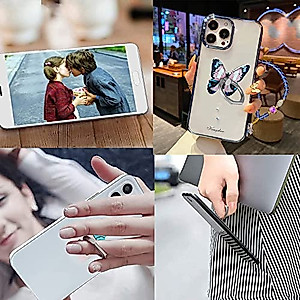 Fwaytech 4Pack Phone Ring Holder Cute 360 Rotation Metal Aluminum Finger Ring Socket Grip Kickstand Compatible for iPhone Samsung LG and Other Smartphones (Butterfly)