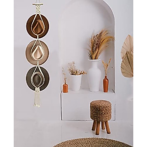 Mayamila Hat Racks Hat Hangers for Wall, Bohemian Hat Organizer for Wall Hanging Hat Display, Hand Weaving Boho Hat Rack Decorative Cowboy Women Hat Holder for Wide Brim Bowler Fedoras Caps