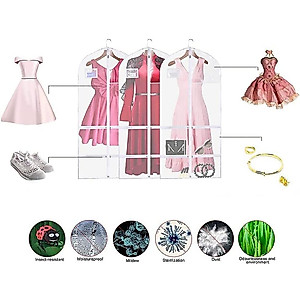 Dance Costume Garment Bag, 3 Packs Dance Garment Bag, Costume Bags For Dancers, Garment Bag for Hanging Clothes, Garment Bag for Dance Costumes,Garment Bags with Pockets for Dance