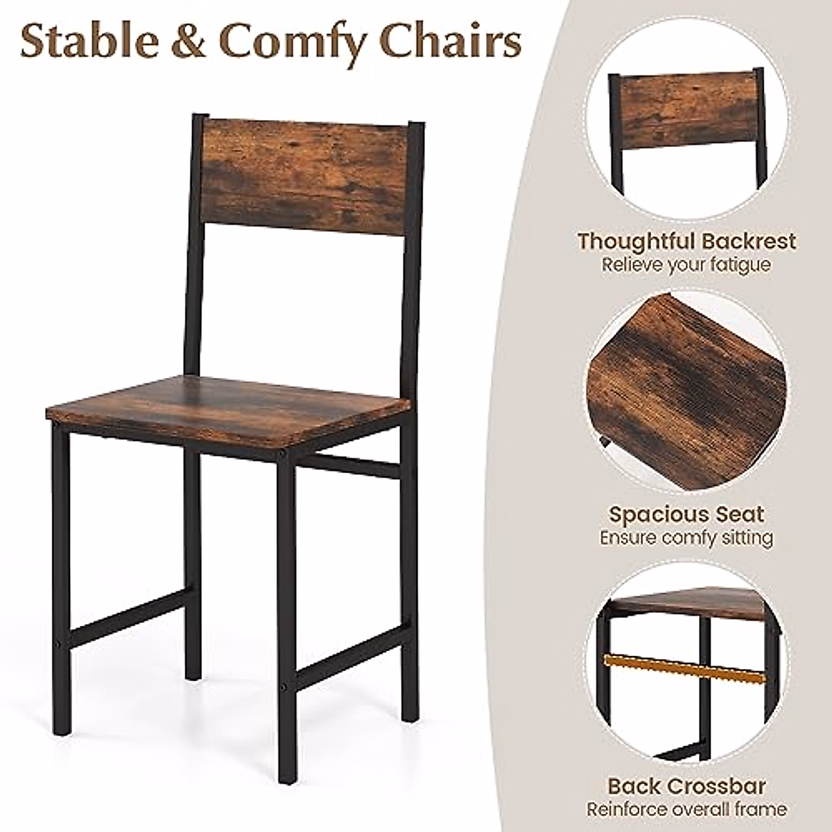 Tangkula 4-Piece Dining Table Set, Kitchen Table with Bench and Chairs, Metal Frame, Space-Saving Furniture, Modern 4-Person Dinette for Kitchen, Dining Room