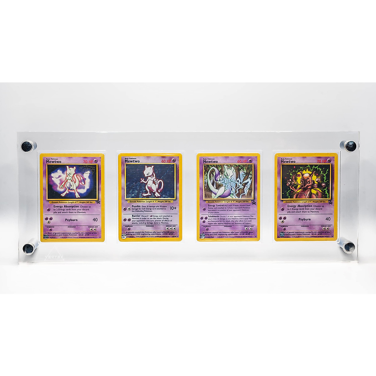 NEWVAVA Trading Card Frame Holder Stand Display - 4 Card Slots Clear Acrylic UV Filtering Screwdown